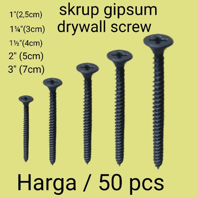 Jual SKRUP GIPSUM DRYWALL SCREW PAKET 50 pcs | Shopee Indonesia