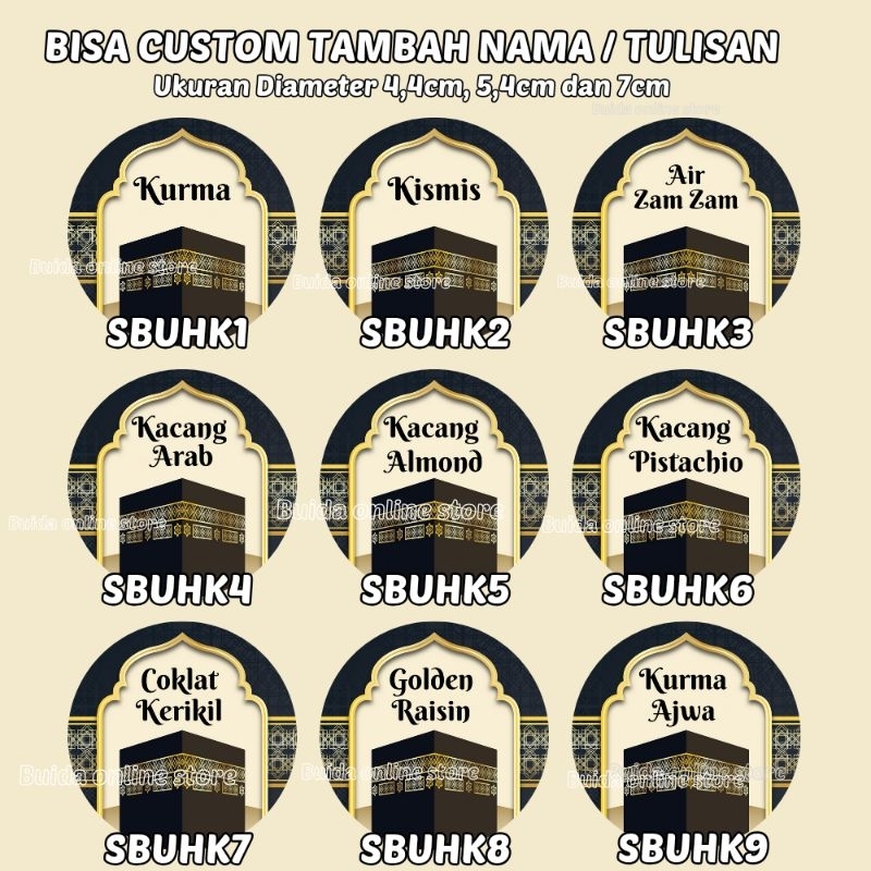 Jual Stiker Bulat oleh-oleh haji umroh Label Sticker kemasan kurma ...