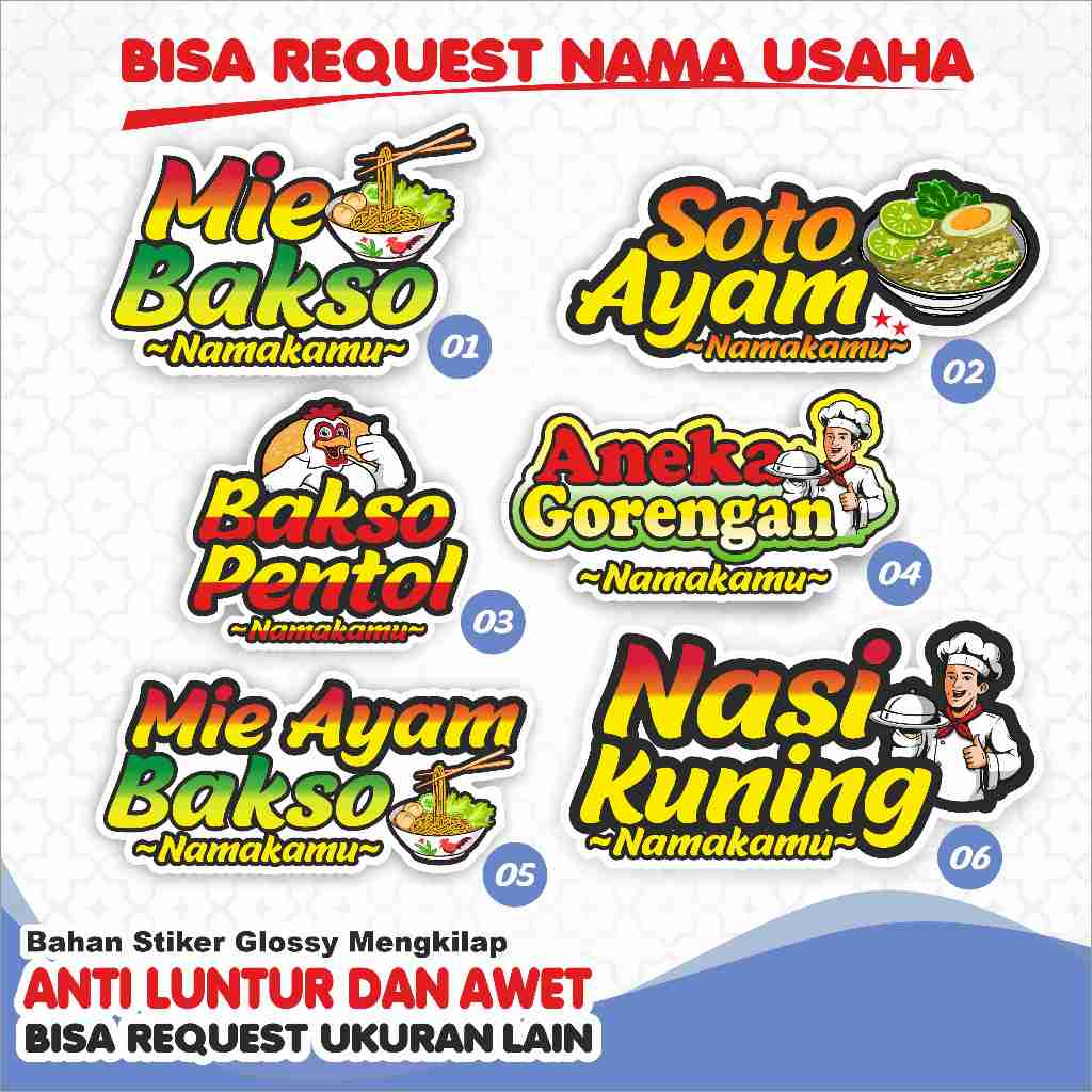 Jual (Bisa Custom Nama Usaha)Stiker Kaca Gerobak Stiker Kaca Booth Mie ...