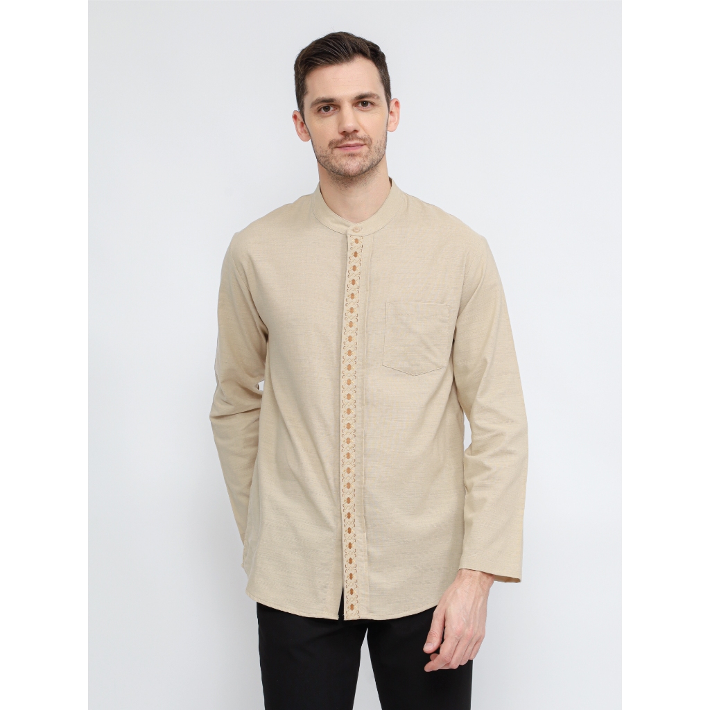 Jual Baju Koko Pria - NAZHAN Kemeja Koko Bordir Pria Dewasa Lengan ...