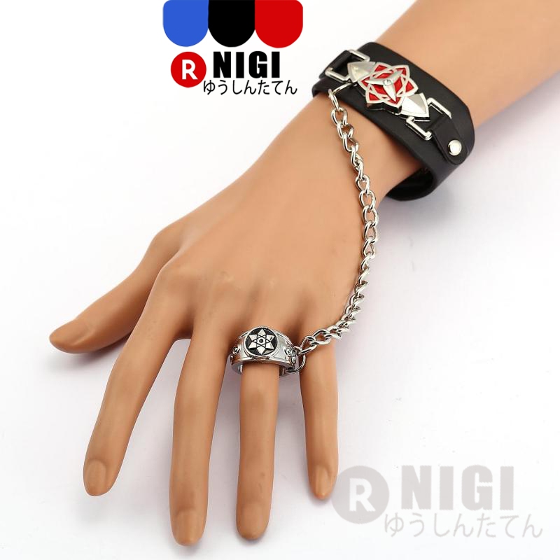 Jual NIGI Naruto Shippuden Konoha Leaf Village Logo Bracelet Ring Punk ...