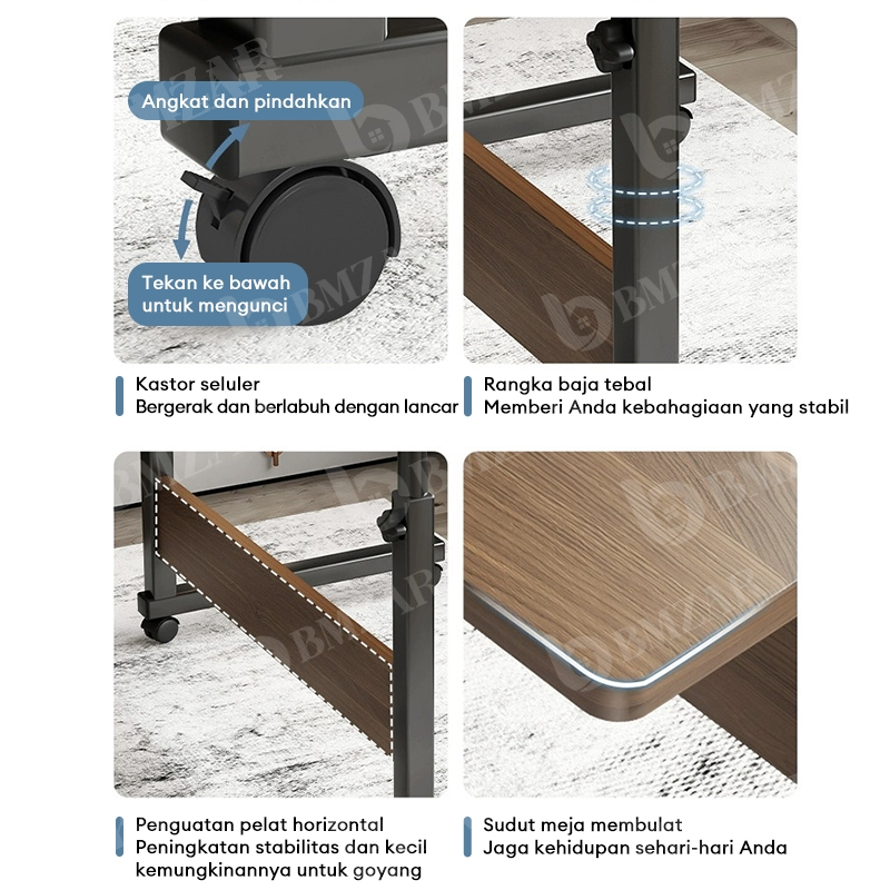 Jual BMZAR Meja Laptop Lipat Adjustable Dengan Roda Meja Laptop Roda ...