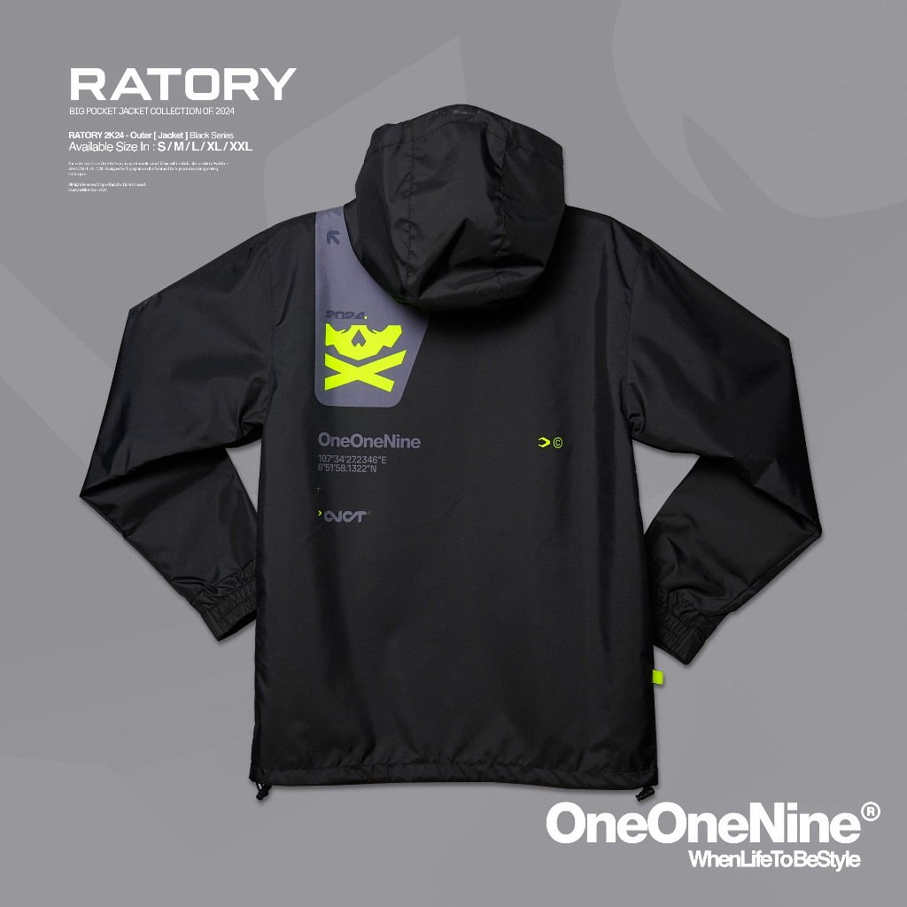 Jual Oneonenine Ksr Jaket Big Pocket Ratory Black - Jaket Motor Sport ...