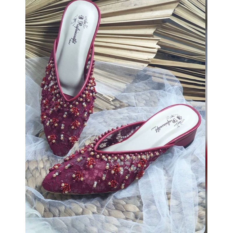 Jual sepatu wedding wanita marisa maroon 3cm hak tahu | Shopee Indonesia