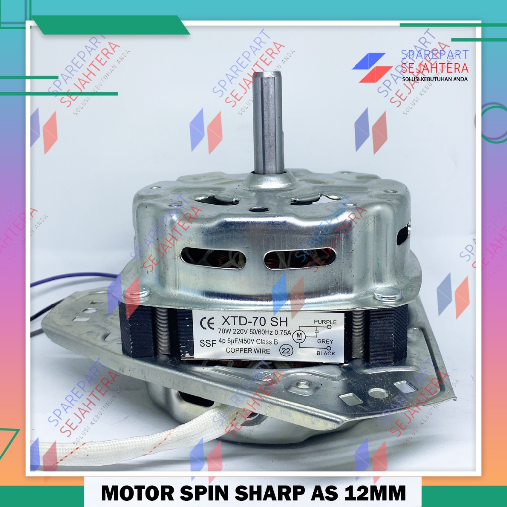 Jual MOTOR DINAMO SPIN PENGERING MESIN CUCI SHARP AS 12 MM 14 KG GULUNGAN TEMBAGA 2 TABUNG ...