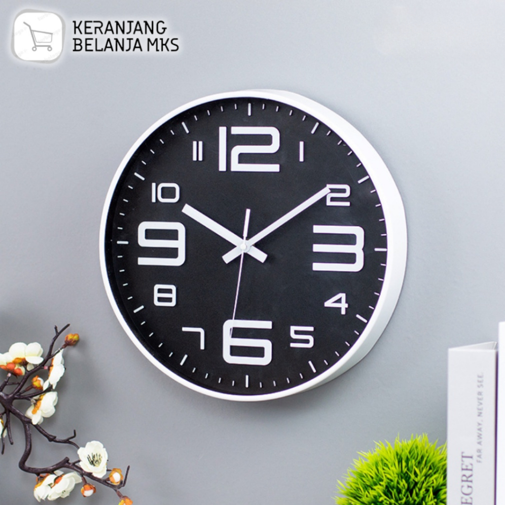 Jual Jam Dinding Design Bulat Modern Minimalis 29 cm Silent Movement ...