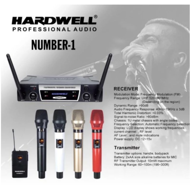 Jual Hardwell Mic Wireless Number 1 handle metal microphone Dual Handle ...