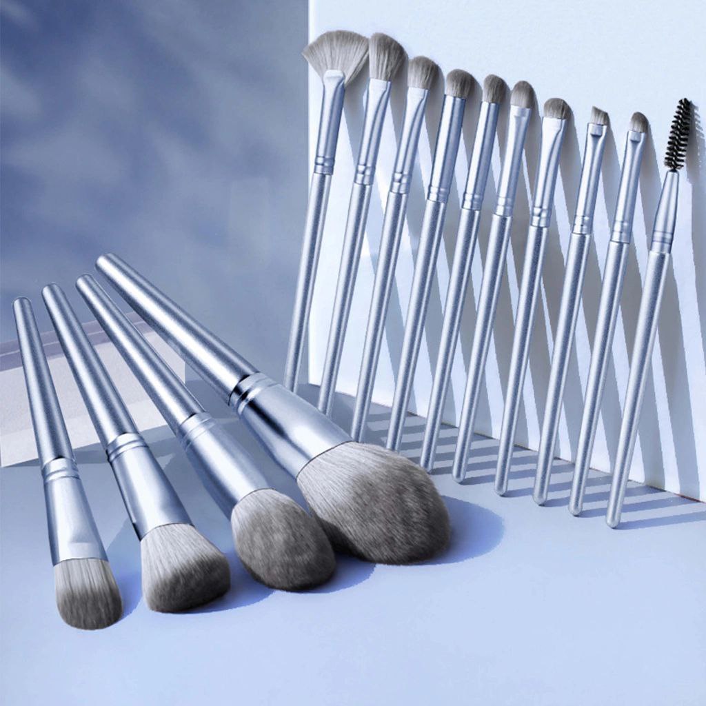 Jual Brush Make up Set 12 Pcs Silver Shiny-KS012 | Shopee Indonesia