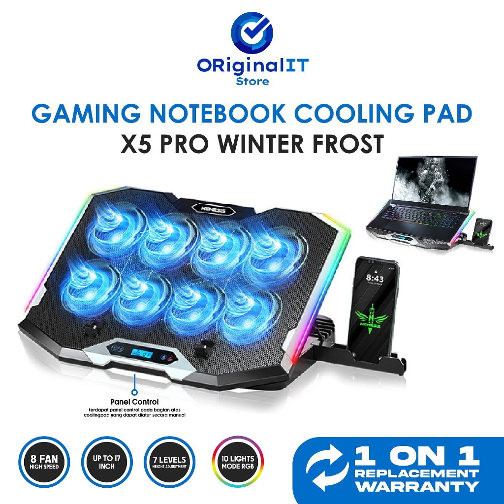 Jual Cooling Pad Laptop 8 fan Kipas Laptop X5 Pro winter frost ...