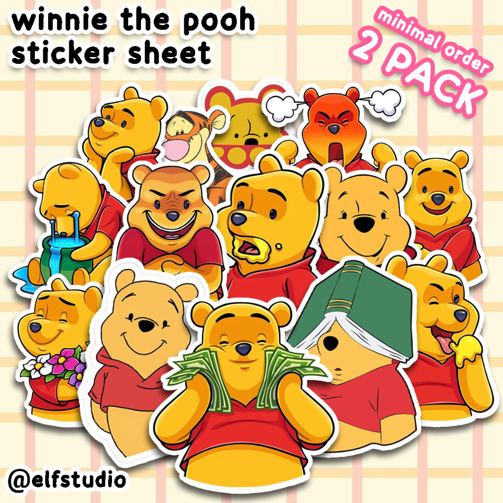 Jual Stiker Winnie The Pooh Sticker Animasi Beruang Kartun Planner DIY ...