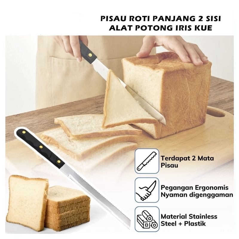 Jual Pisau Roti Stainless Steel Gagang Plastik Panjang 32 cm | Shopee ...