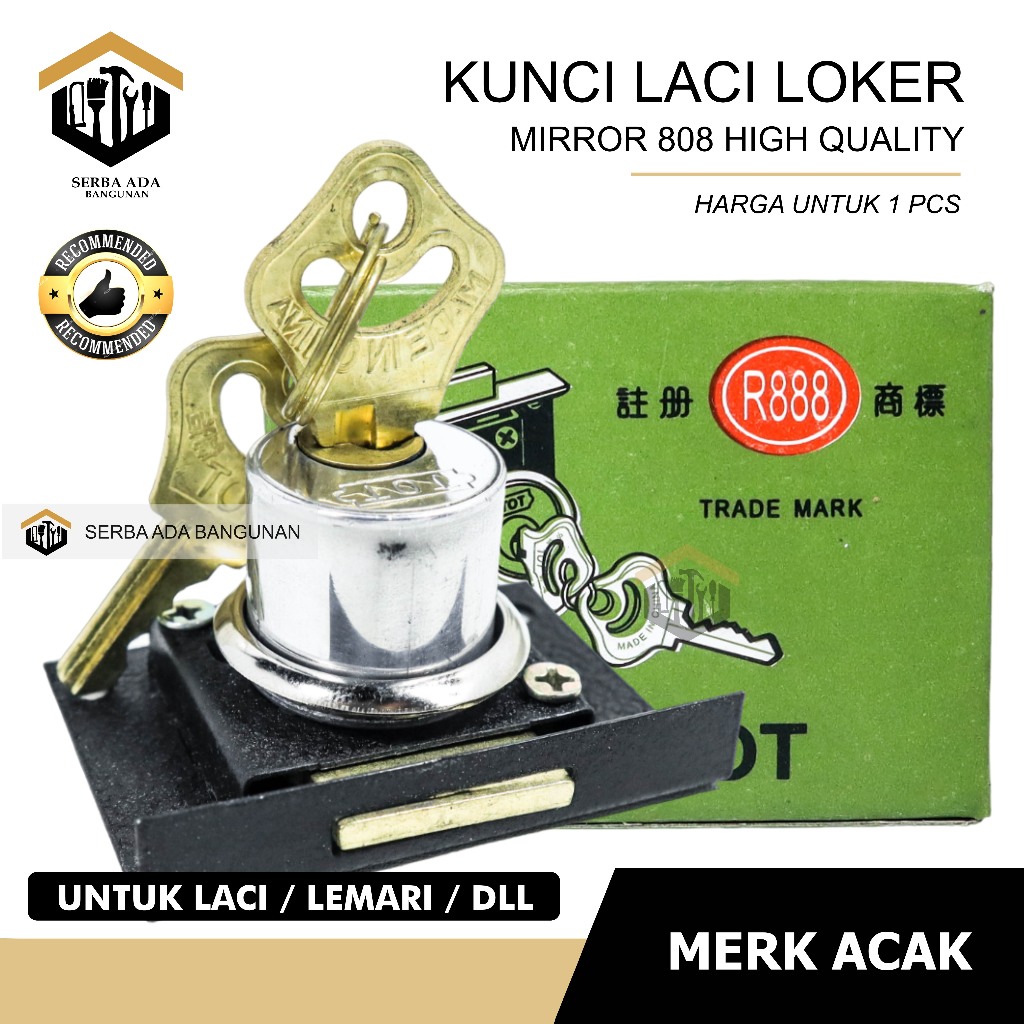 Jual KUNCI LACI 088 ( MIRROR TYPE 808 ) / TYPE 502 / KUNINGAN AWET ...
