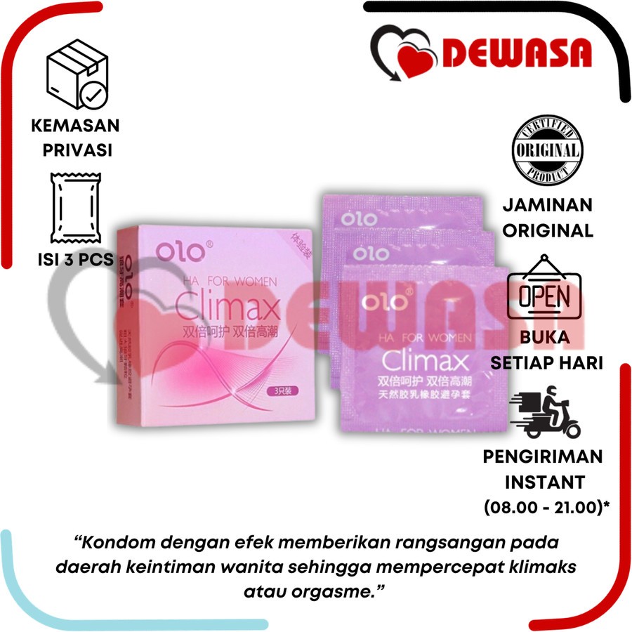 Jual OLO Kondom 001 Ha For Women Climax - 3 Pcs (Condom Hyaluronic Orgasm) | Shopee Indonesia