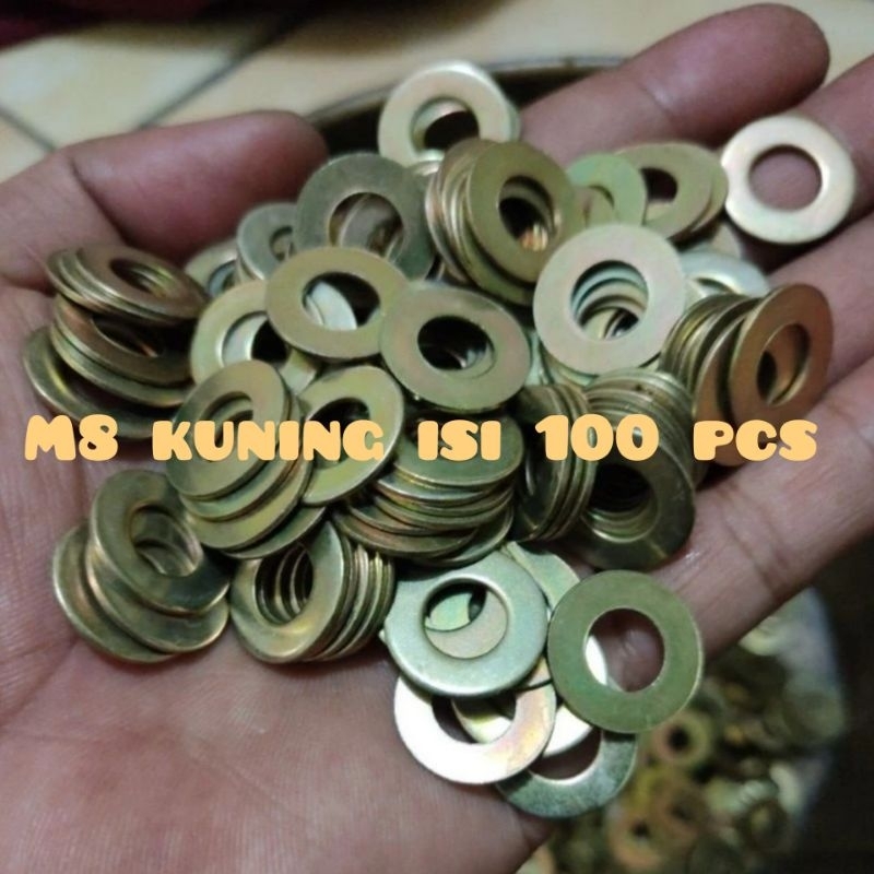 Jual RING M8 100 pcs RING plat M8 KUNING ( untuk baut Kunci 12 ...