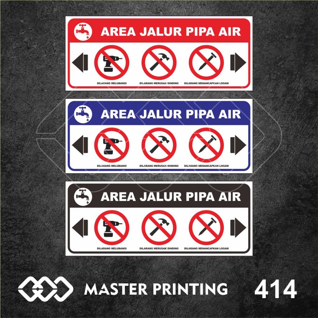 Jual 414 - Stiker Area Jalur Pipa Air, Sticker Vinyl, Premium, Tahan ...