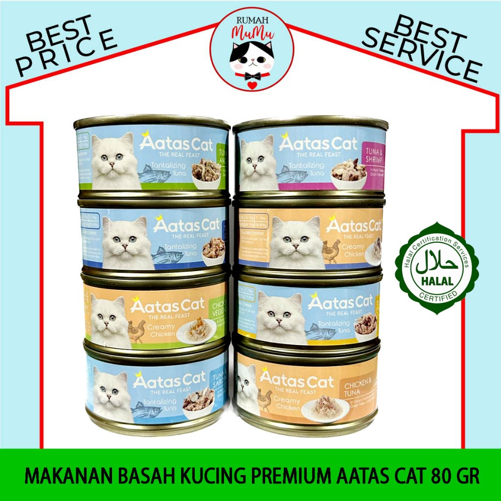 Jual MAKANAN BASAH KUCING HALAL PREMIUM AATAS CAT REAL MEAT 80 GR ...