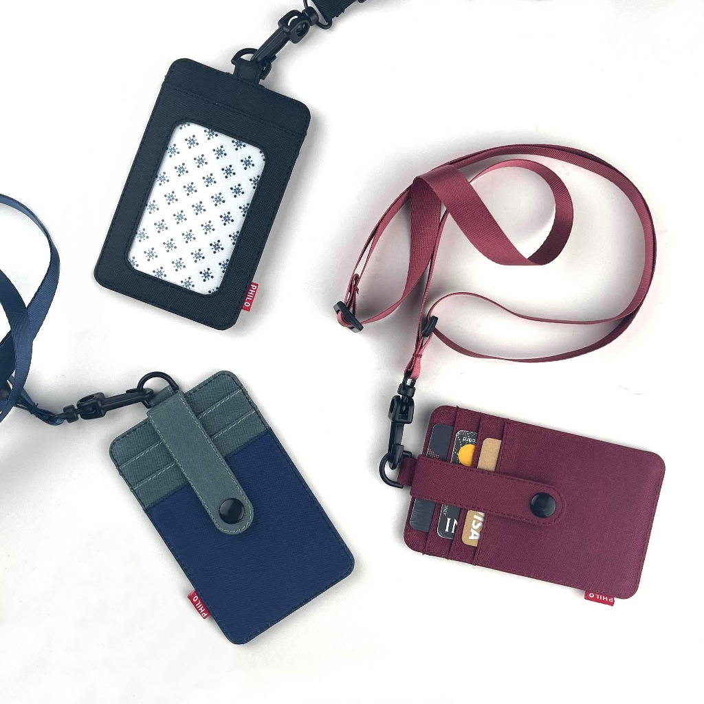 Jual ID card holder dompet gantung name tag kartu lanyard kantor kain ...