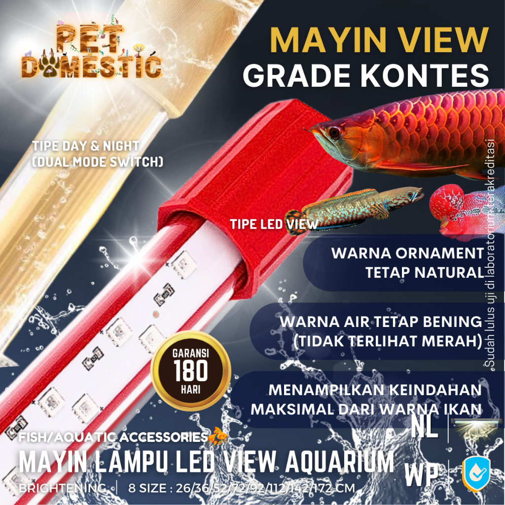 Jual LAMPU MAYIN LED VIEW / PLUS UVA UVB DAY NIGHT IKAN AQUARIUM ...