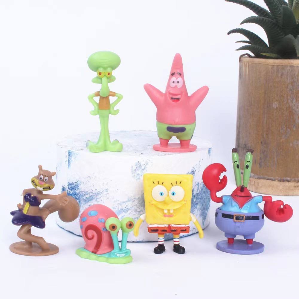 Jual Set Topper Miniatur Figure SPONGEBOB SQUAREPANTS/ Cake topper tema ...