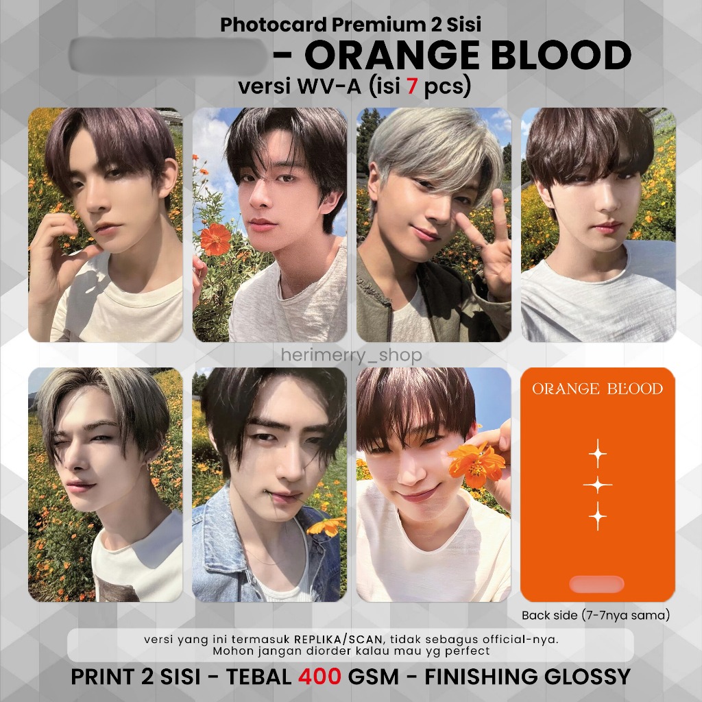 Jual (ISI 7 PCS) Photocard ENH*A ORANGE BLOOD - PC 2 SISI KPOP Premium fotocard Merch Unofficial ...