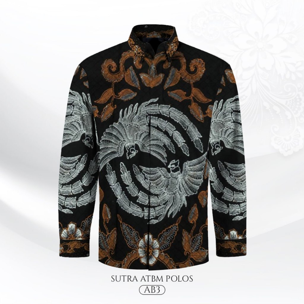 Jual Kemeja batik pria lengan panjang premium batik tulis hitam polosan ...