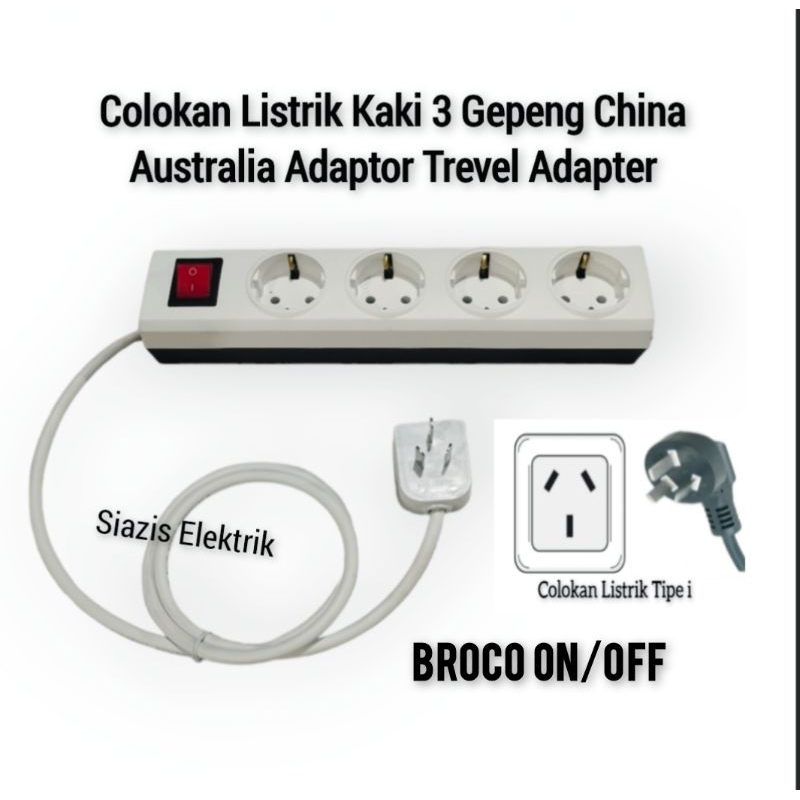 Jual Colokan Listrik Kaki 3 Gepeng China Australia New Zealand ...