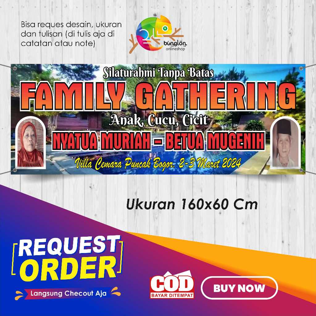 Jual Spanduk Banner 160x60 Familly Gathering Keluarga Custom Desain ...
