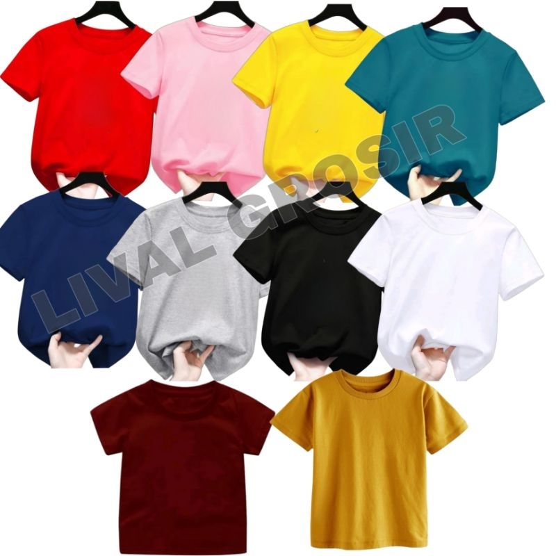 Jual kaos polos anak laki laki dan perempuan 1-10 tahun baju polosan kaos polos putih | Shopee ...