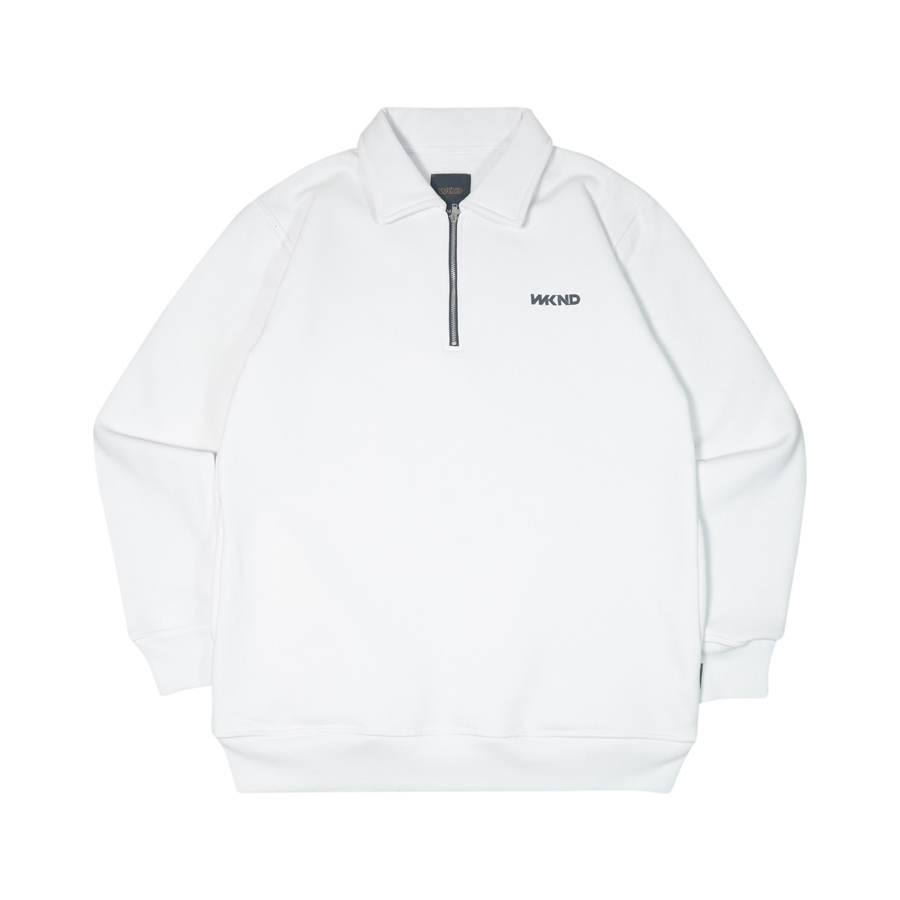 Jual Crewneck half zip sweater putih wknd Moony white 1233 | Shopee ...