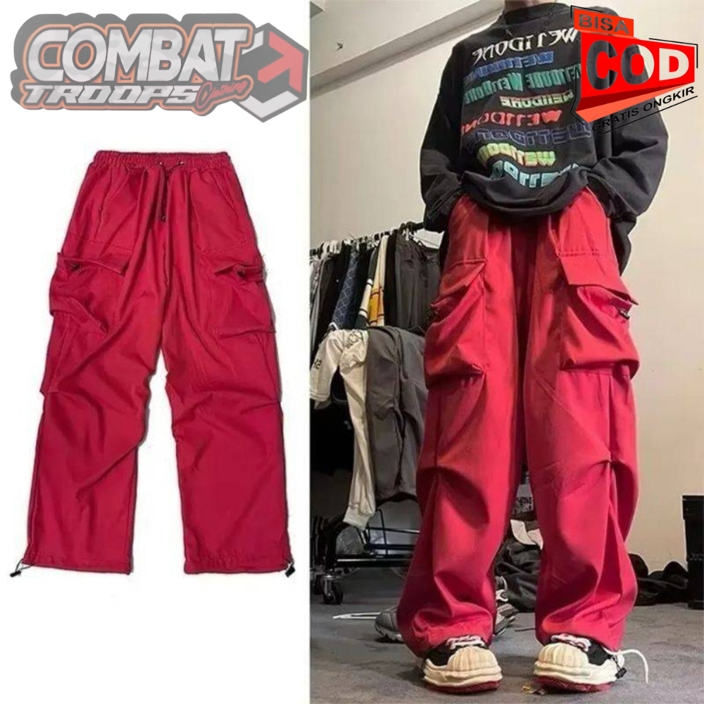 Jual Celana pria Highwaist korean style joger cargo pants gombrang baggy techwear pinggang karet ...