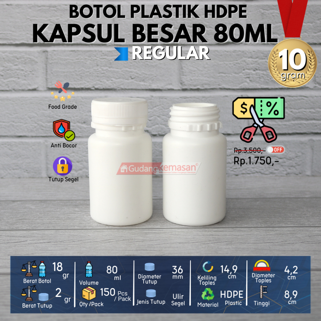 Jual BOTOL PLASTIK 80ML HDPE KAPSUL BESAR - FLASH | Shopee Indonesia