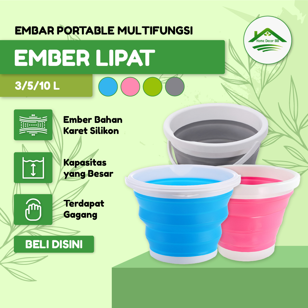 Jual Home Decor88 Official Shop Ember Lipat Portable 3L 5L 10L Water Bucket Foldable Collapsible ...