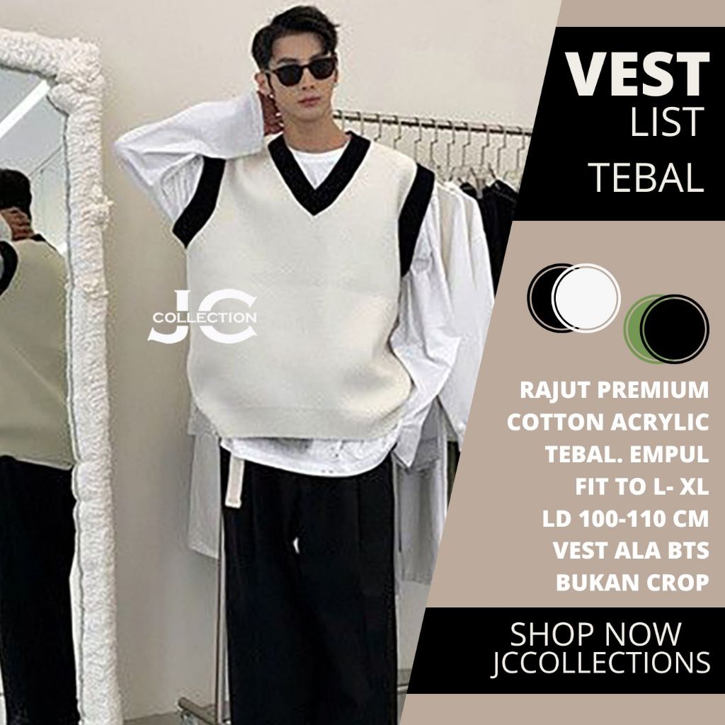 Jual Baju Vest Rajut Korea Pria Oversize Unisex Style Rompi Knit LD100 ...