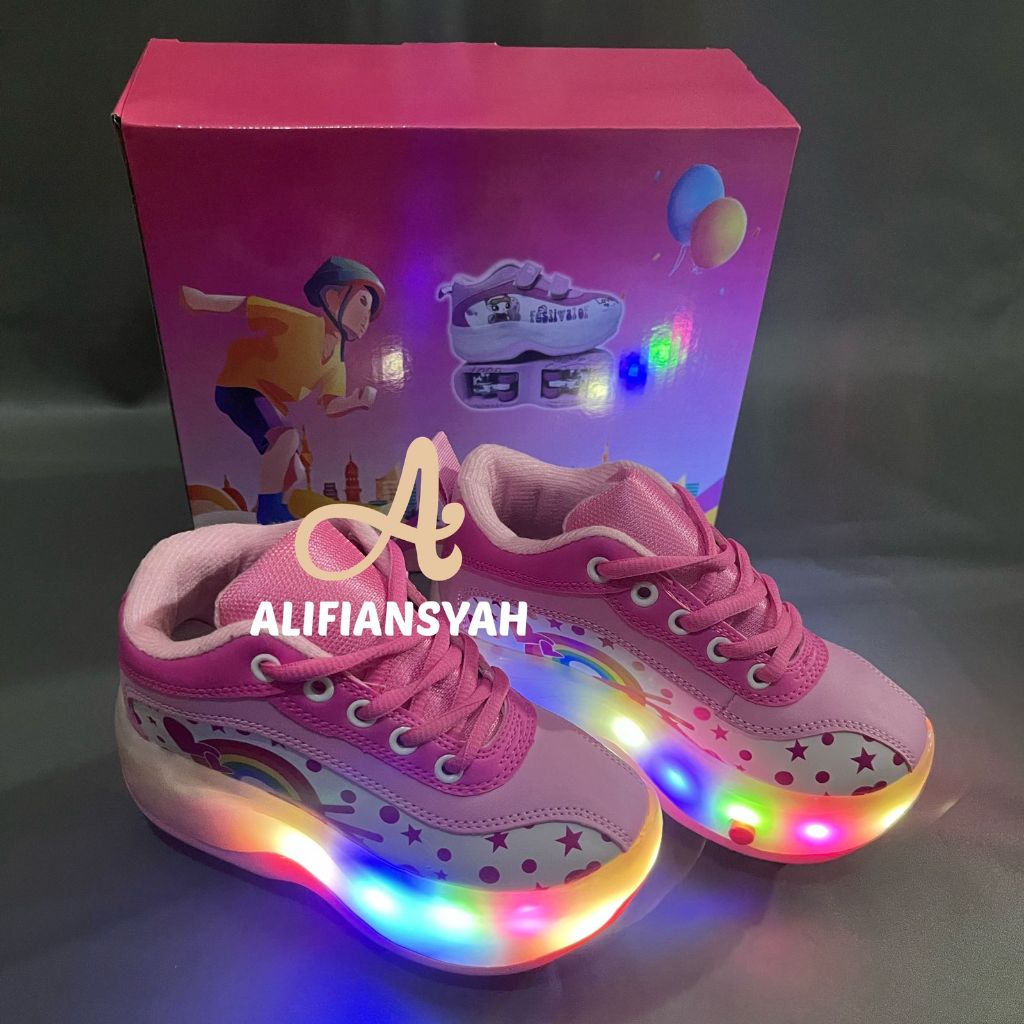 Jual Sepatu Roda Anak Roda 4 Model Mobil Pemula Full Menyala Sepatu ...