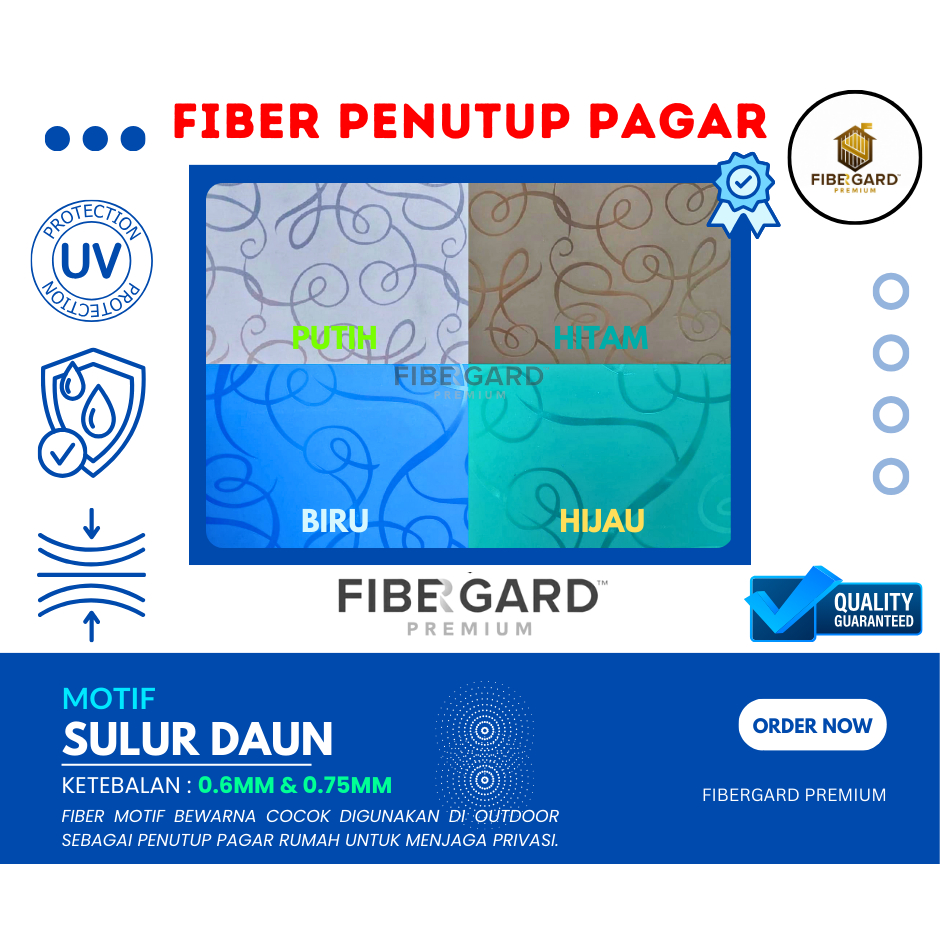 Jual [Per ½m] Fiber Penutup Pagar Motif SULUR DAUN Per 50cm | Shopee ...