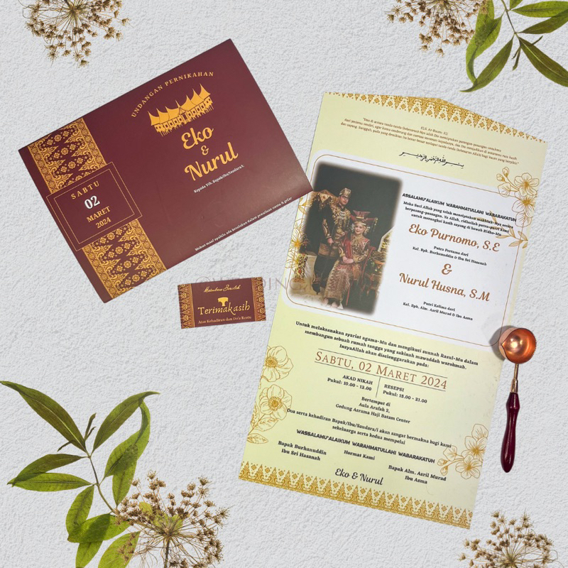 Jual [Minang SA 01] Cetak Undangan Pernikahan Batik-Gold Art Carton ...
