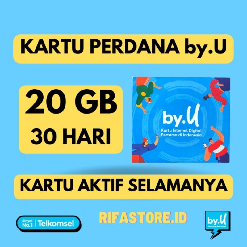 Jual perdana Telkomsel BY U 20GB all jaringan 24jam . kuota nasional | Shopee Indonesia