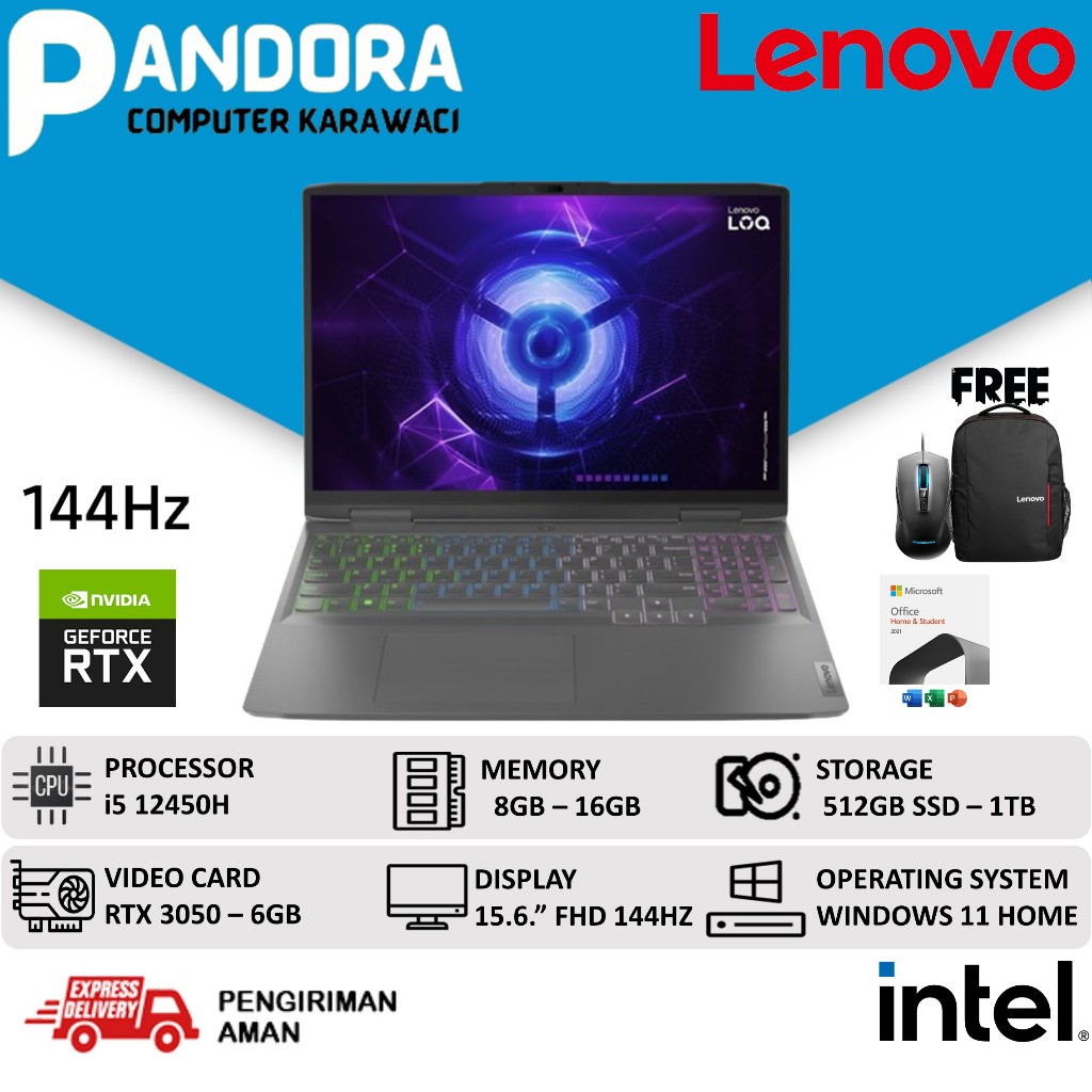 Jual LENOVO LOQ 15 RTX 3050 i5 12450H 16GB 1TB SSD FHD IPS 144HZ ...
