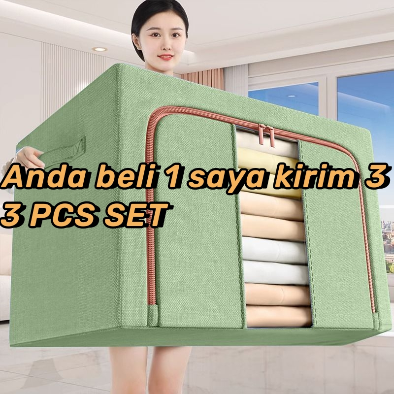 Jual linen katun lebih tebal organizer box Lipat storage box pakaian ...