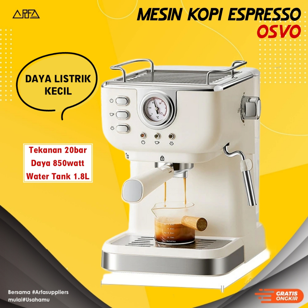 Jual Mesin Kopi Espresso Low Watt 850watt 20bar 1.8L Osvo | Shopee Indonesia
