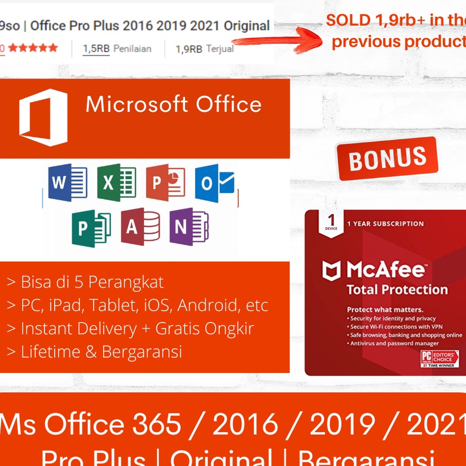 Jual Pilihan Terlengkap Ga oriRefund Microsoft Office 365 216 219 221 Untuk Win Mac iPAD Tablet ...