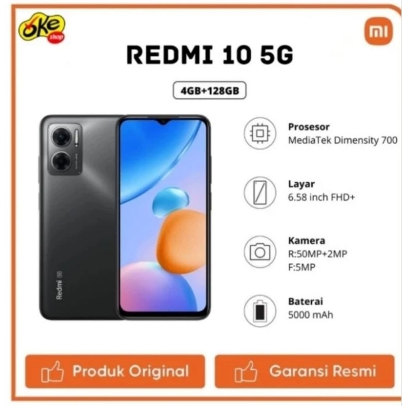 Jual Xiaomi Redmi 10 5G Smartphone (4/128GB)-Garansi Resmi | Shopee Indonesia