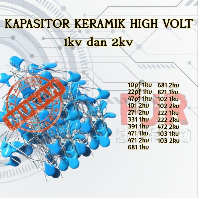 Jual kapasitor keramik 1kv 2kv 10pf 22pf 47pf 101 271 331 391 471 681 821 102 222 472 103 100pf ...