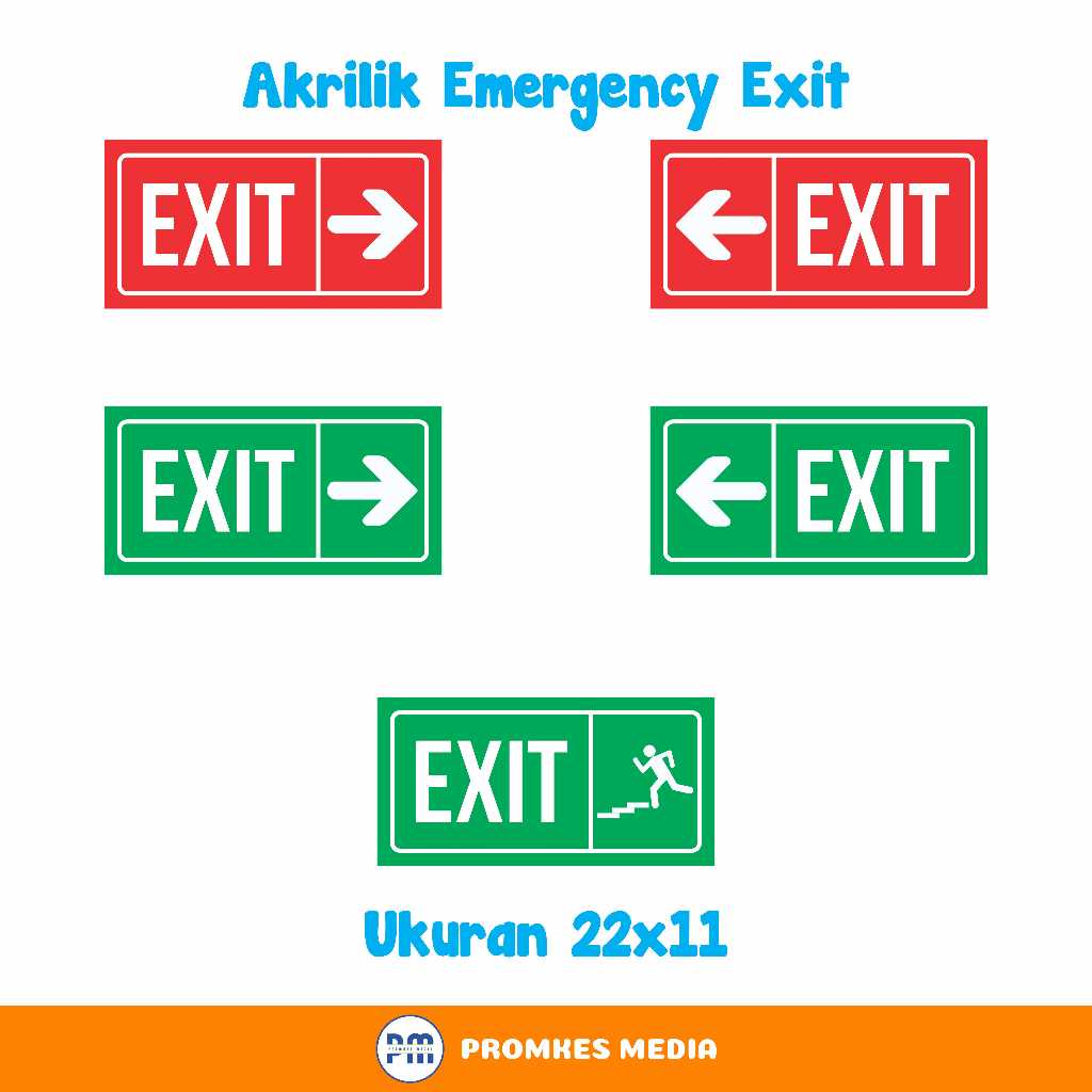 Jual Akrilik Emergency Exit, Exit Sign, Gawat Darurat, Petunjuk Arah ...