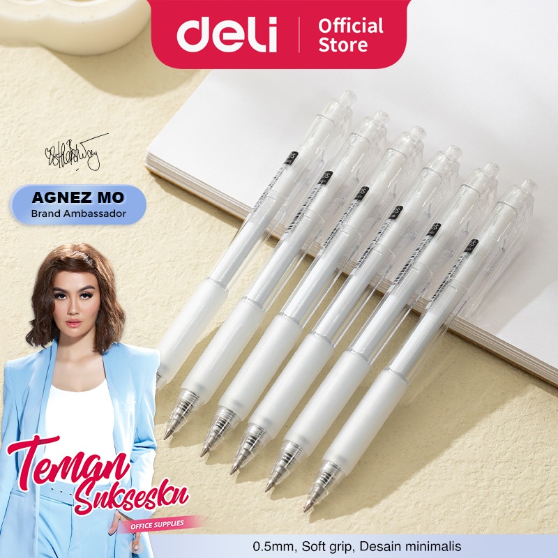 Jual Deli Pulpen Gel / Gel Pen 0.5mm Tinta Hitam Biru Nyaman Digenggam ...