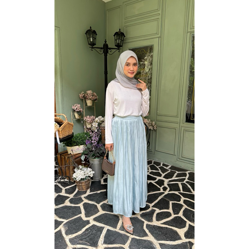 Jual ROK SHIMMER IMPORT FULL FURING ROK PLISKET SHIMMER HIJAB FRIENDLY ...