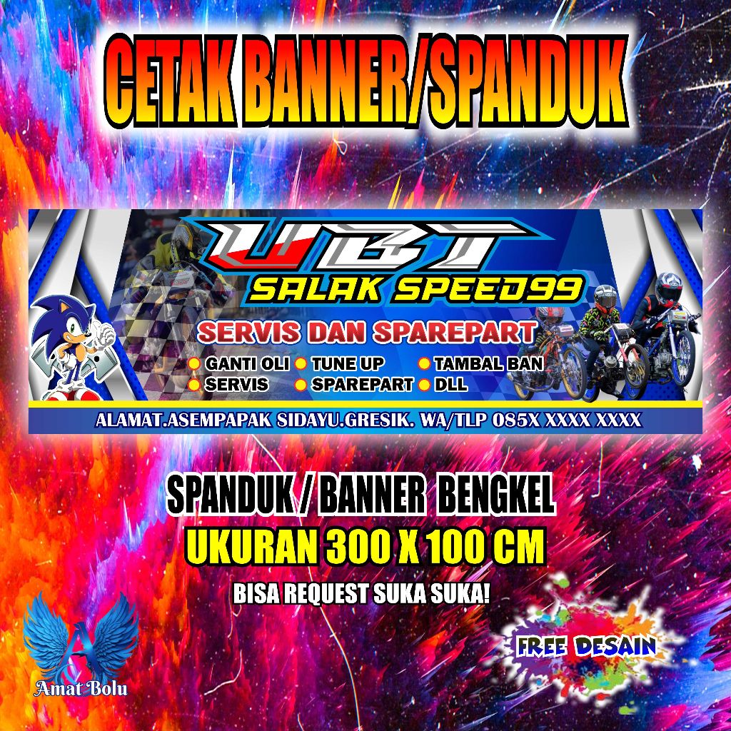 Jual Cetak Banner Cetak Spanduk BENGKEL UBRT DESAIN BIRU Ukuran 300X100 ...