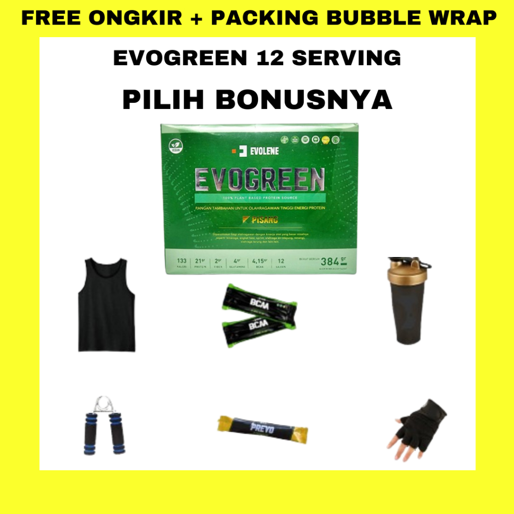 Jual EVOLENE EVOGREEN 12 SERVINGS 12 SACHET RASA PISANG SUSU PROTEIN ...