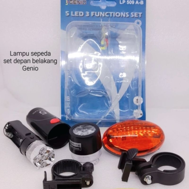 Jual LAMPU SEPEDA SET DEPAN BELAKANG GENIO LED UNTUK MTB SEPEDA LIPAT ...