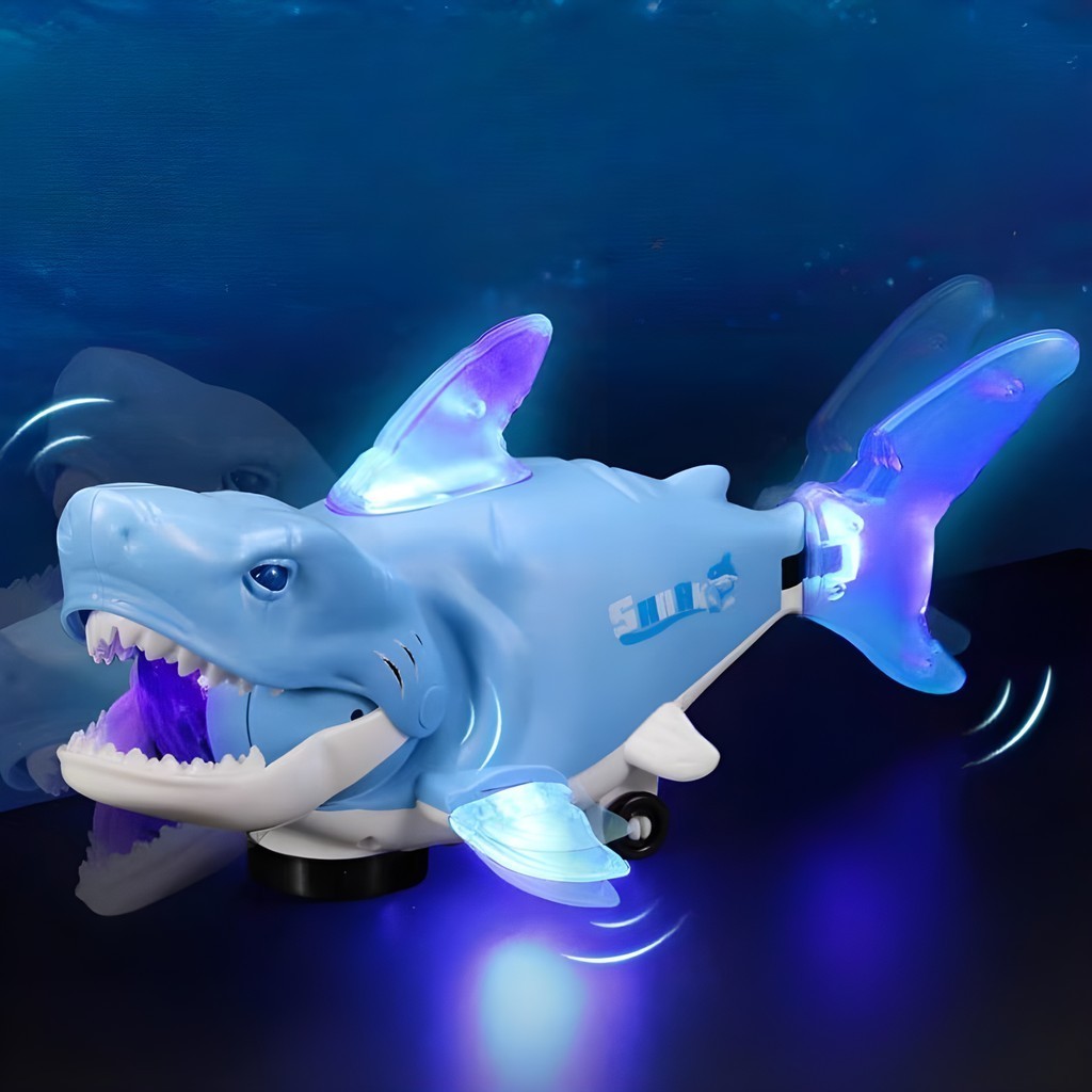 Jual Mainan Shark Robot Ikan Hiu Action Berjalan Lampu dan Musik Moving ...
